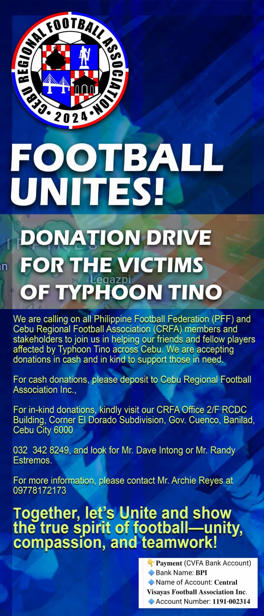 CRFA holds donation drive for Typhoon Tino victims – CebuSports.net